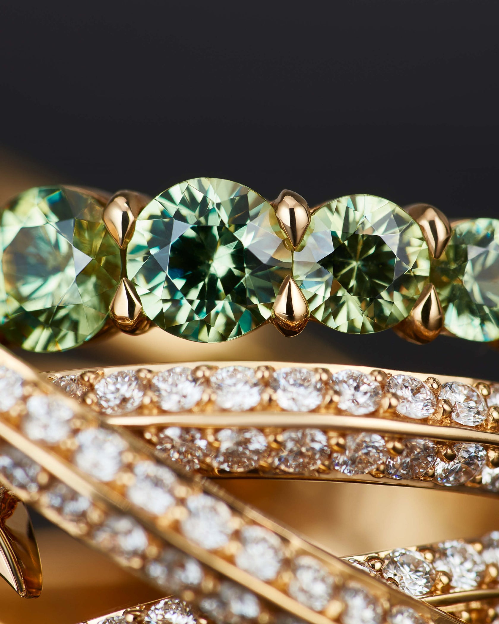 Yellow Gold and Garnet Bound Together Gem Band Ring | Stephen Webster