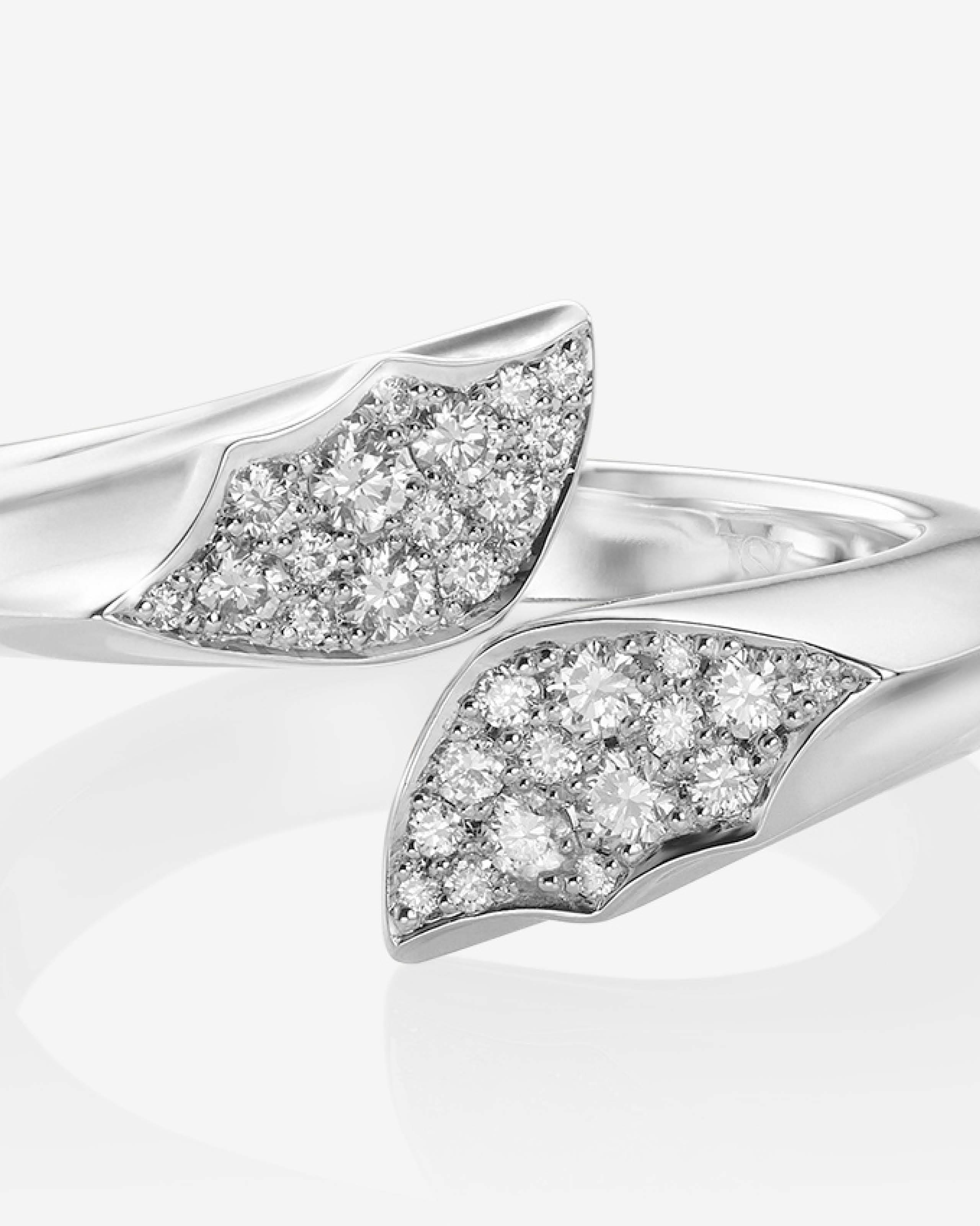 Pavé Split Wing Band in 18K White Gold | Stephen Webster