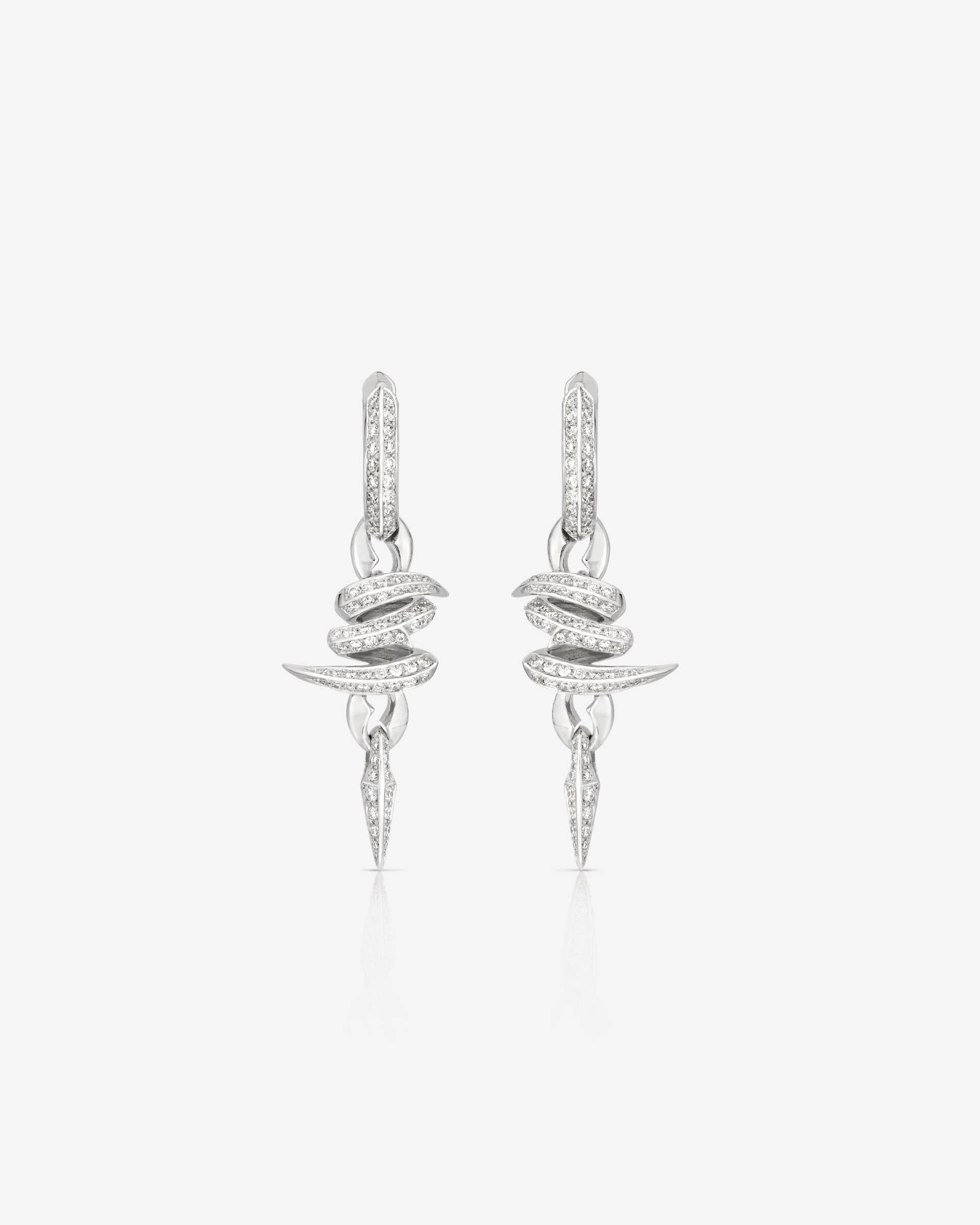 Entwined Drop Earrings in 18K White Gold | Stephen Webster