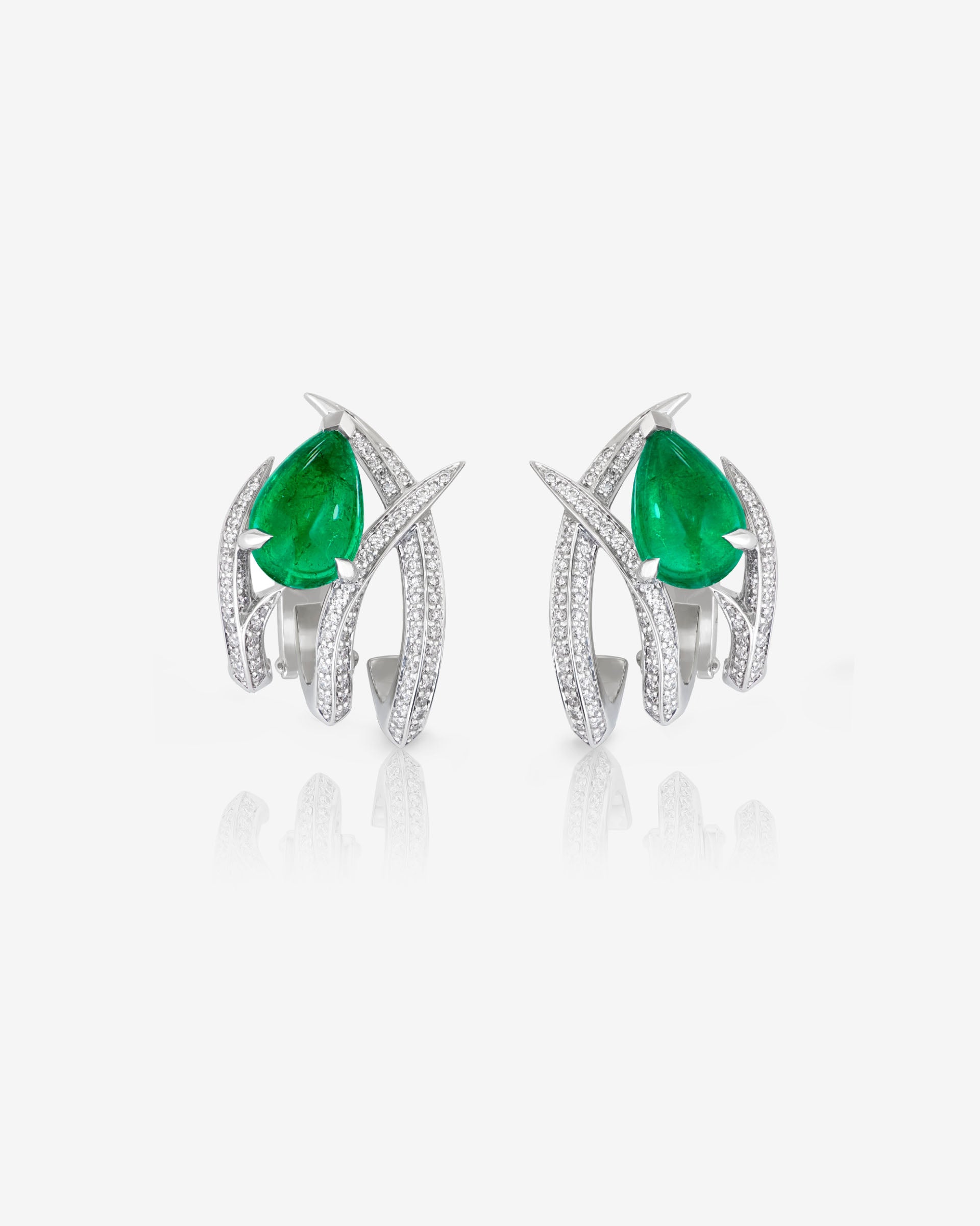 Caged Emerald White Gold Earrings | Stephen Webster